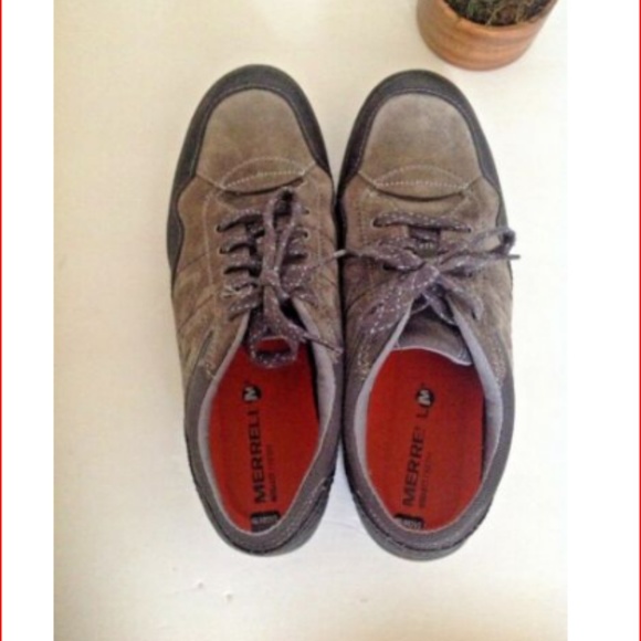 Merrell | Shoes | Merrell Granite Gray Suede Leather Sneakers Casual ...
